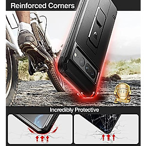 Dexnor Full Body Case for Google Pixel 7 Pro, [Built in Screen Protector and Kickstand] Heavy Duty Military Grade Protection Shockproof Protective Cover for Google Pixel 7 Pro Black