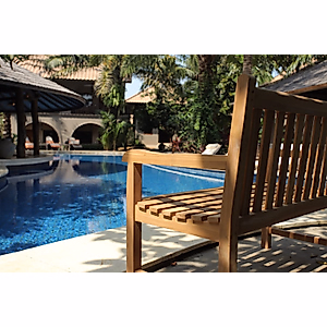 A-ECO LIVING Teak Outdoor Bench, 2-Seat Wood Patio Bench, 47 inch Patio Long Garden Bench Ideal for The Front Porch, Backyard, Deck, Lawn