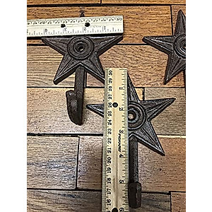 4 Star Western Coat Hooks Tack Hat Wall Hanger Rustic Iron Barn Key Americana