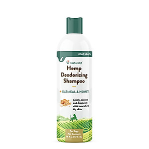 NaturVet – Hemp Deodorizing Shampoo for Dogs - Plus Oatmeal & Honey – 16 oz – Gently Cleanses & Deodorizes Skin & Coat – Enhanced with Hemp Seed Oil, Coconut Oil & Aloe Vera Extract