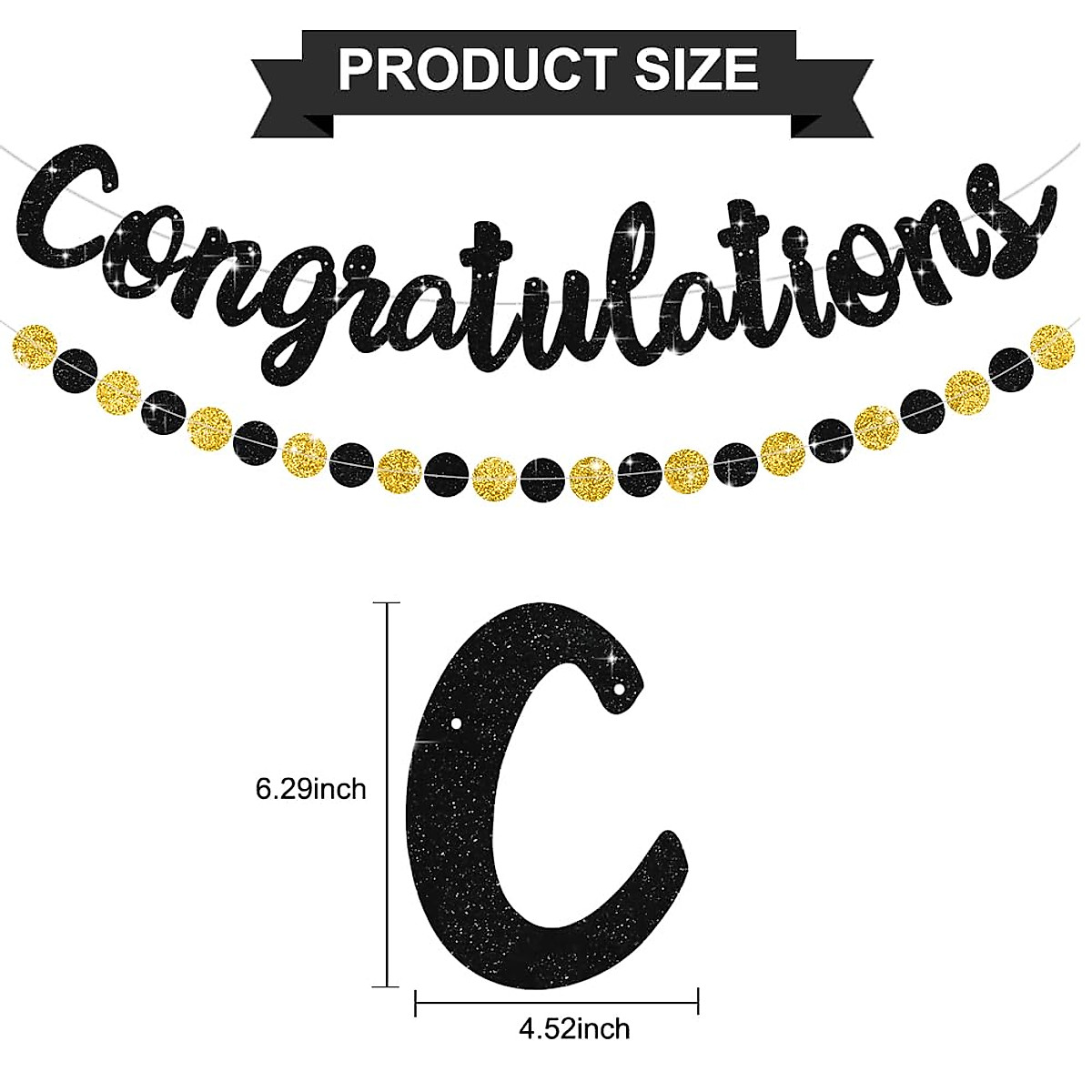 BEISHIDA Black Congratulations Banner(NO-DIY),2024 Graduation Banners, Grad Congrats Class of 2024 Party Supplies,Garland for Congratulation Graduation,Wedding,Retirement Party Decor