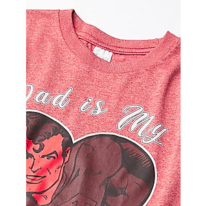 Warner Brothers Superman Heart Dad Boy's Performance Tee, Red Heather, Youth Medium