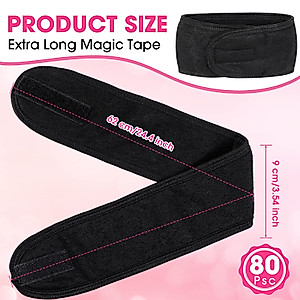 Tigeen 80 Pcs Hairband, Adjustable Spa Headband for Washing Face, Spa Facial Headband for Women, Makeup Headbands for Woman Skincare, Hair Band for Shower Makeup, Black