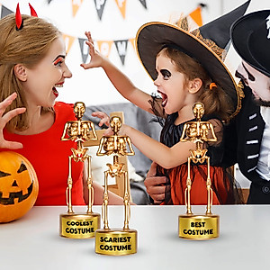 6 Halloween Best Costume Skeleton Trophy, Halloween Skull Party Favor Prizes, Halloween Party Supplies Gold Bones Game Awards, Costume Contest Event Trophy, School Classroom Rewards for Kids(C)