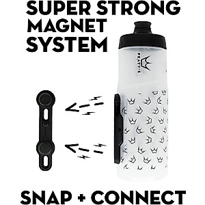 Peaty's Fidlock Lockin Magnetic Bike Water Bottle & Mount, Topo/Clear, 600 ml/ 20 oz.