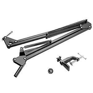 Boytone BT-29ST Adjustable Microphone Arm Suspension Boom Scissor Arm Stand, with 3/8" to 5/8" Screw Adapter, for Radio Broadcasting Studio, Voice-Over Sound Studio, Stages, and TV Stations