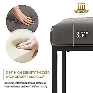 HERA'S PALACE 24" Bar Stool Counter Height Modern Barstools, Bar Stools Without Back Leather Bar Chairs with Footrest for Kitchen, Dining Bar, Indoor, Grey