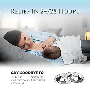 Zomee Original Silver Nursing Cups - Nipple Shields for Nursing Newborn - Breastfeeding Essentials - Tri-Laminate Silver Protect and Soothe - Nipple Covers - Made in Italy (Standard)