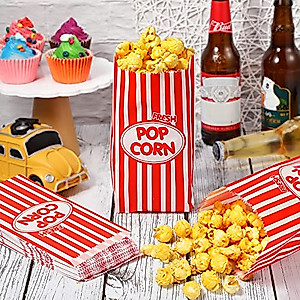 300 Pcs Popcorn Bags Popcorn Boxes Paper Red and White Movie Popcorn Bags for Carnival Movie Theme Party Supplies(3.54 x 2.36 x 8.27 Inches)