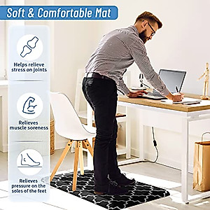 4/5 Inch Thick Kitchen Rugs, Kitchen Mat, Anti Fatigue Floor Mat, Waterproof Mats & Rugs, Heavy Duty PVC Ergonomic Comfort Standing Foam for Kitchen, Home, Office, Sink, Garage (24" x 17.3", Black)