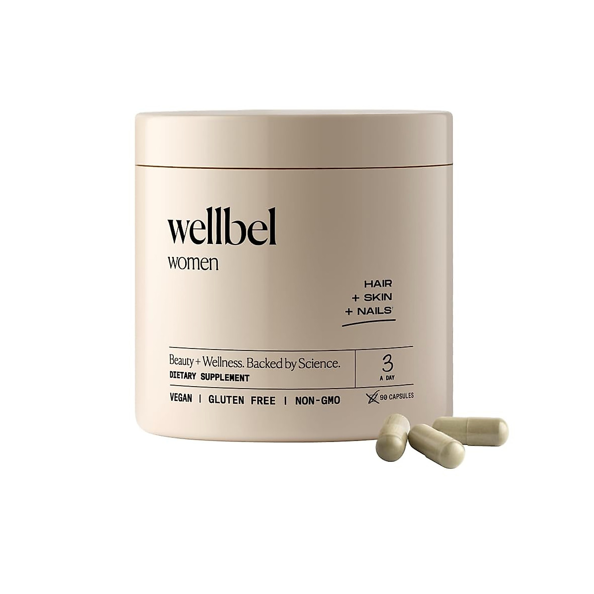 WELLBEL Women Clean Supplement for Hair, Skin, and Nails, Vegan, Gluten Free and Non GMO 90 Count