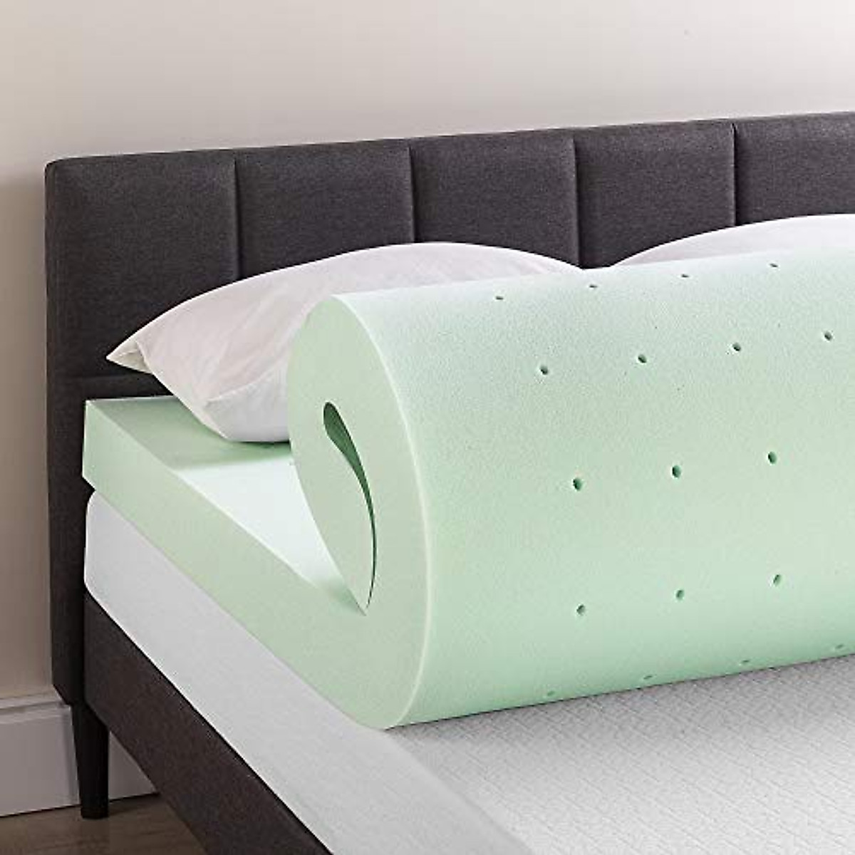 Best Price Mattress 4 Inch Ventilated Memory Foam Mattress Topper with Calming Green Tea Infusion, CertiPUR-US Certified, Twin, 4" Green Tea