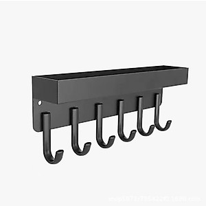 Key Holder Wall Mounted with 6 Hooks, Self Adhesive Metal Key Rack with Mail Organizer Tray, Key Hanger for Entryway Hallway Kitchen Farmhouse Decor