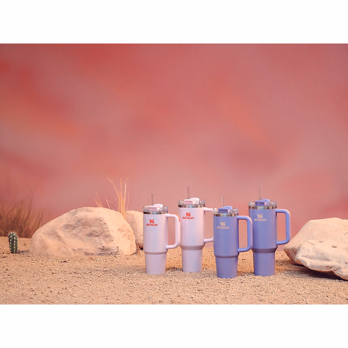 Stanley Quencher H2.0 Tumbler with Handle and Straw 30 oz | Flowstate 3-Position Lid | Cup Holder Compatible for Travel | Insulated Stainless Steel Cup | BPA-Free | Rose Petal Shimmer