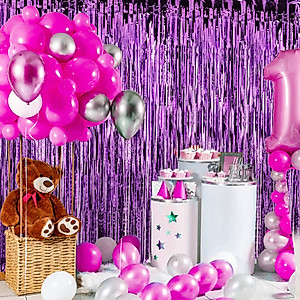 Crosize 3 Pack 3.3 x 9.9 ft Purple Foil Fringe Backdrop Curtain, Streamer Backdrop Curtains, Streamers Birthday Party Decorations, Tinsel Curtain for Parties, Galentines Decor
