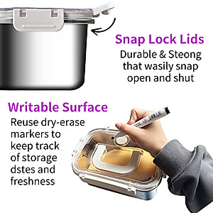 GIUOIDUO 10 PCS Food Storage Containers with Lids Airtight (5 Containers & 5 Lids)，stainless steel food containers leak proof storage box with lid Locking ，Outdoor picnic storage box，Airtight Lunch