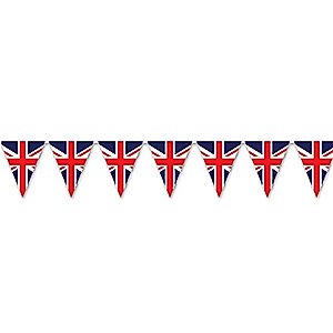 Beistle Union Jack Pennant Banner, 11" x 12', Red/White/Blue,59853