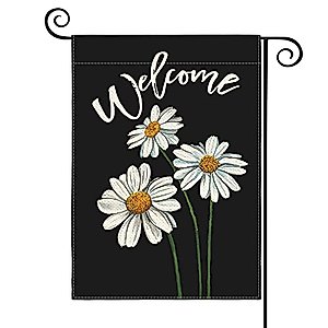 AVOIN colorlife Welcome Daisy Garden Flag 12 x 18 Inch Double Sided, Spring Summer Seasonal Holiday Yard Outdoor Flag