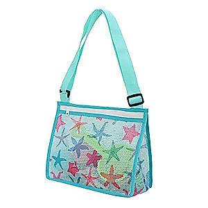 SuanlaTDS Zipper Children's Beach Bag Shell Bag Messenger Net Bag Children's Toy Bag