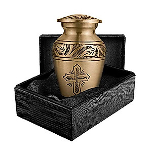 Trupoint Memorials Cremation Urns for Human Ashes - Decorative Urns, Urns for Human Ashes Female & Male, Urns for Ashes Adult Female, Funeral Urns - Bronze, 1 Small Keepsake