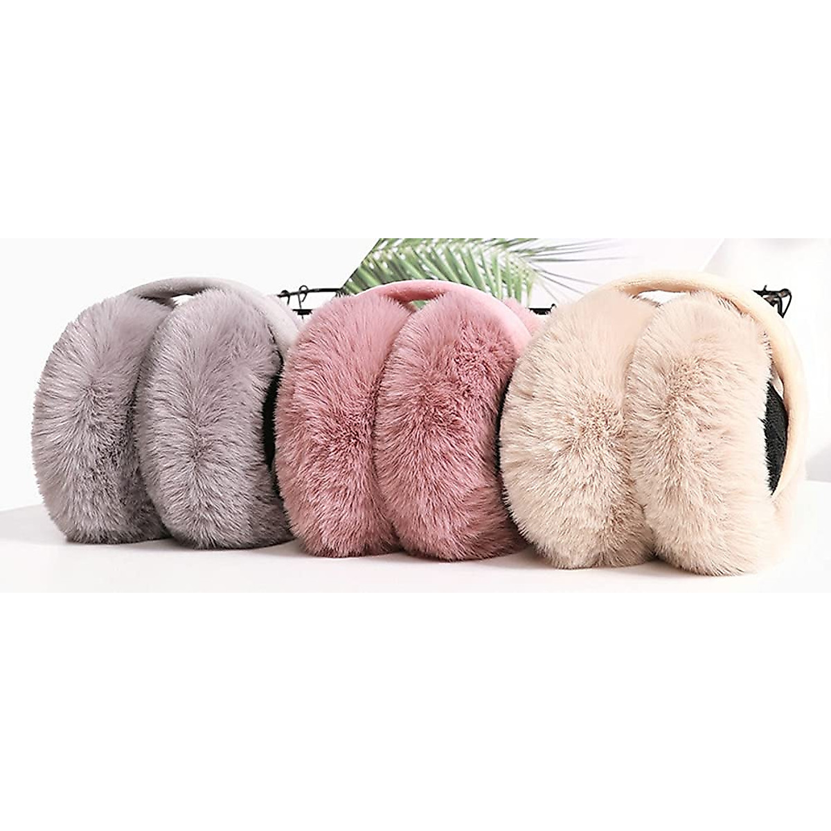 Ear Muffs Warm Furry Earmuffs Ear Warmers for Women Girls, Winter Faux Fur Ear Covers for Outdoor Use