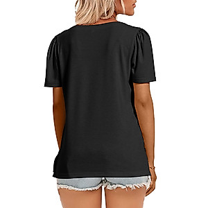 Black Shirts for Women Short Sleeve Tops Loose Casual Blouse Fashion Clothes Summer Tees Black L