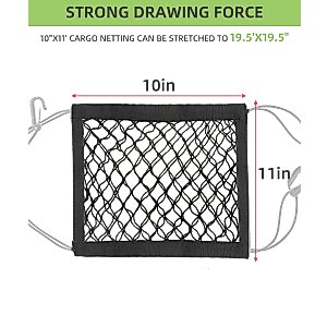 RACOONA Motorcycle Cargo Net,Car Accessories Cargo Net for Motorcycle Helmet Storage,10"X11" Elastic Double Layer Bungee Net with 4 Metal Hook