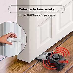 Door Stop Alarm, Door Stopper with 120DB Security Alarm Home Expert Door Stoppers Safety Tools Great for Traveling, Hotel, Apartment and Home (Pack of 4, Black)