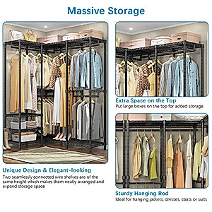 VIPEK L40 L Shaped Garment Rack Heavy Duty Clothes Rack for Hanging Clothes, Freestanding Closet Wardrobe Rack Metal Clothing Rack for Corner, 53.75" L x 38" W x 76.4" H, Load Capacity 950 LBS, Black