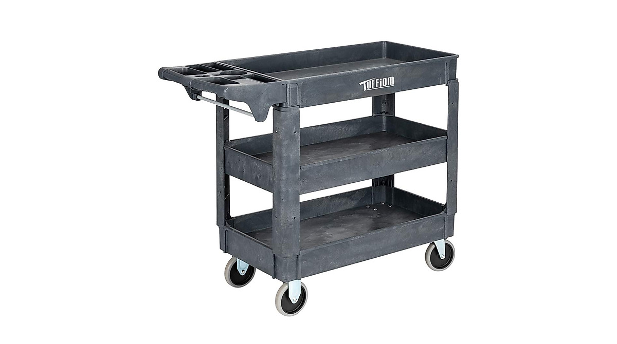TUFFIOM Heavy Duty Utility Cart with 550lbs Capacity | Mobile 3-Tier ...
