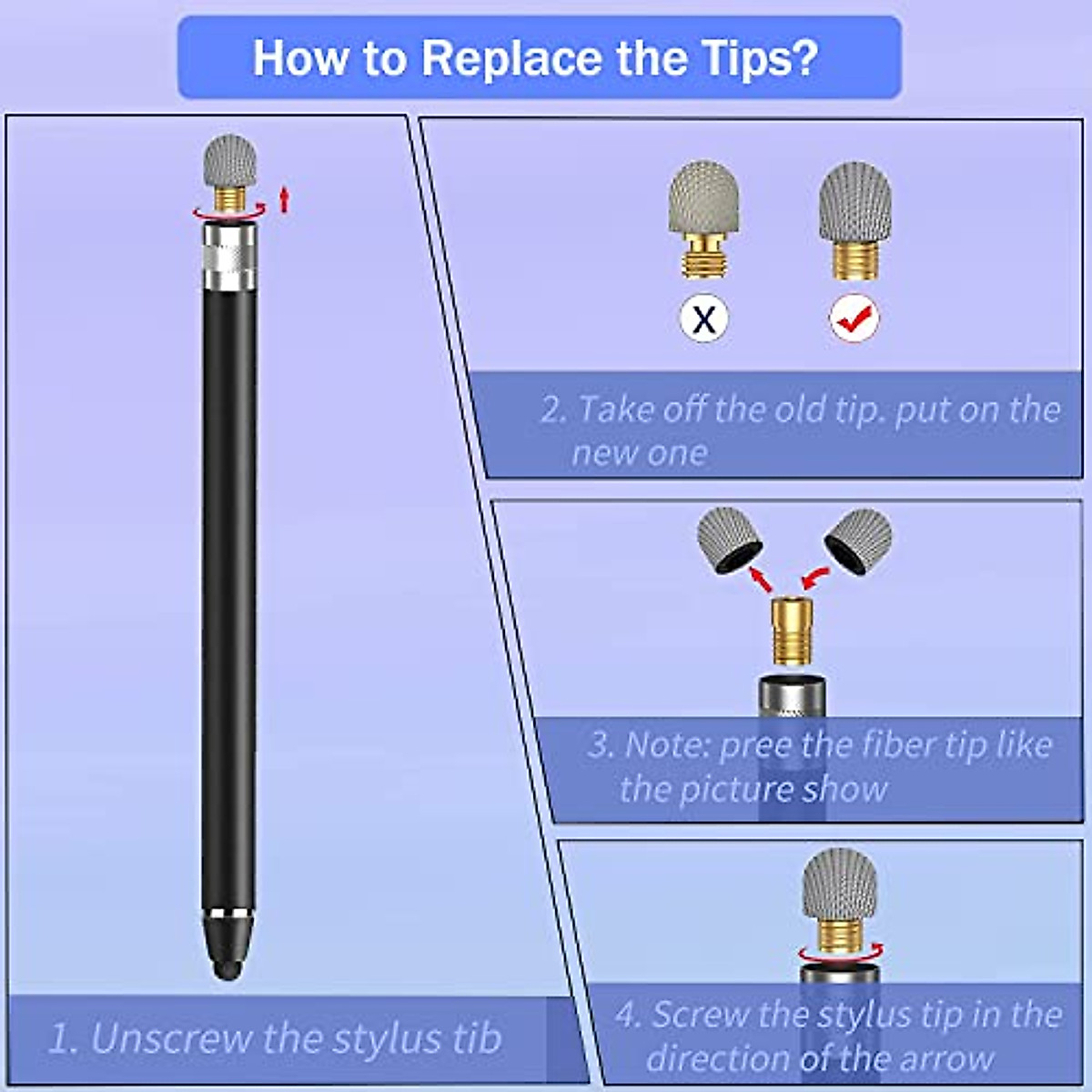 Stylus Pens for Touch Screens (5 Pcs), CPKEON Capacitive Stylus 2 in 1 Precision Stylus Pens with 6 Extra Replaceable Tips for iPad iPhone Tablets Samsung Galaxy All Universal Touch Screen Devices