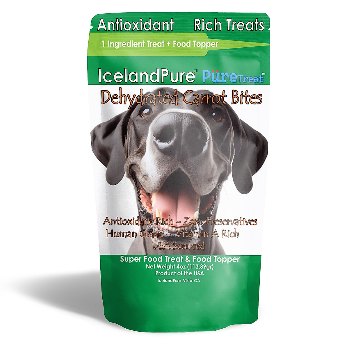 Iceland Pure Dehydrated Carrots, Pure Treats.100% US Source Carrots. Dehydrated in Small batches by us. Carrots are considered a Super Food