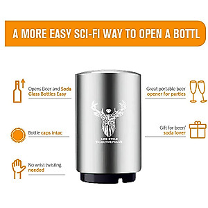 Beer Automatic Bottle Opener, Cool Magnetic Bottle Opener for Bartender Tool Fun, Lid Opener, Pushed Down Beer Opener, One-Hand Easy/Funny Lid Beer Bottle Openers Beer Opener (Black-1 Pcs)