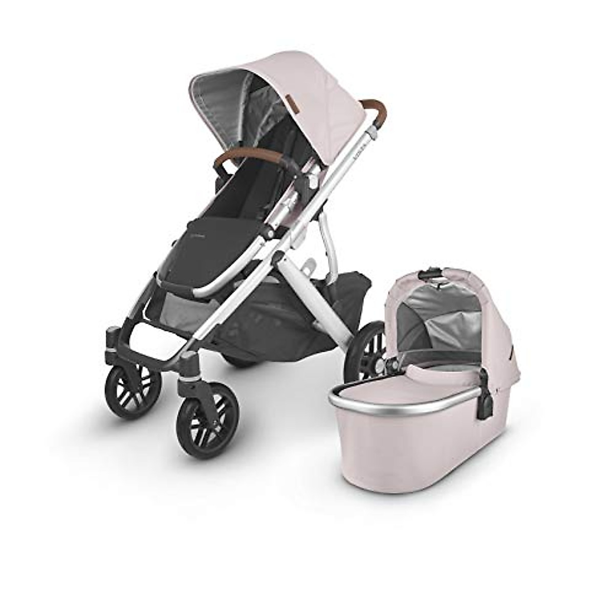 UPPAbaby Vista V2 Stroller - Alice (Dusty Pink/Silver/Saddle Leather) + Upper Adapters + RumbleSeat V2- Alice (Dusty Pink/Silver/Saddle Leather)