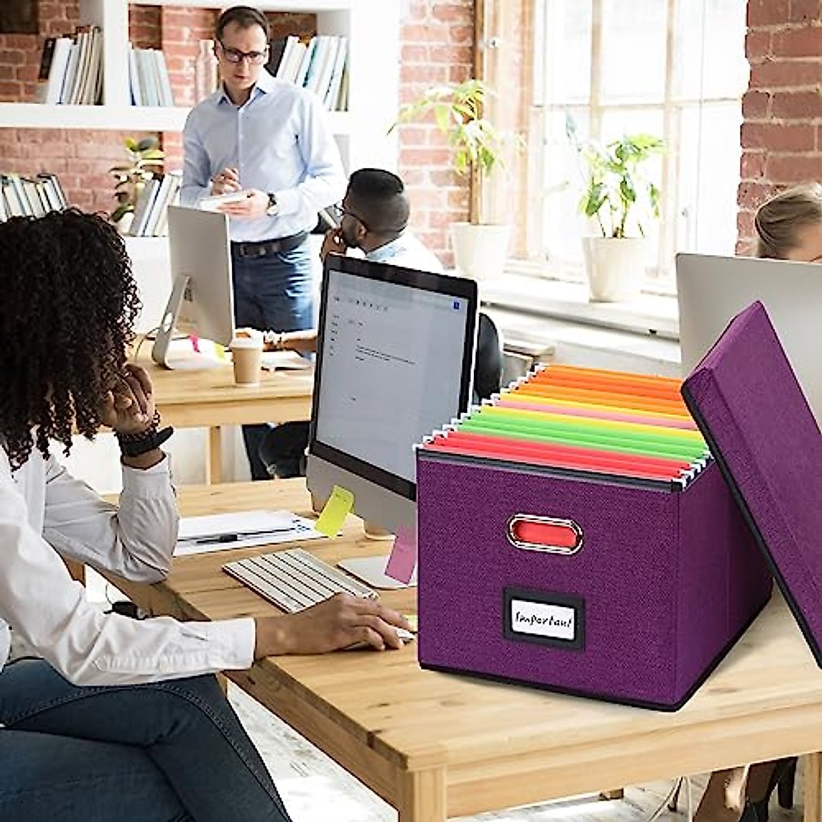 EOOUT File Folder Organizer - 1 Pack, Hanging File Storage Box with Handles