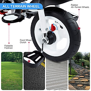 JMMD Baby Trike, 6-in-1 Kids Tricycle with Adjustable Push Handle, Removable Canopy, Safety Harness for 18 Months - 5 Year Old, Blue