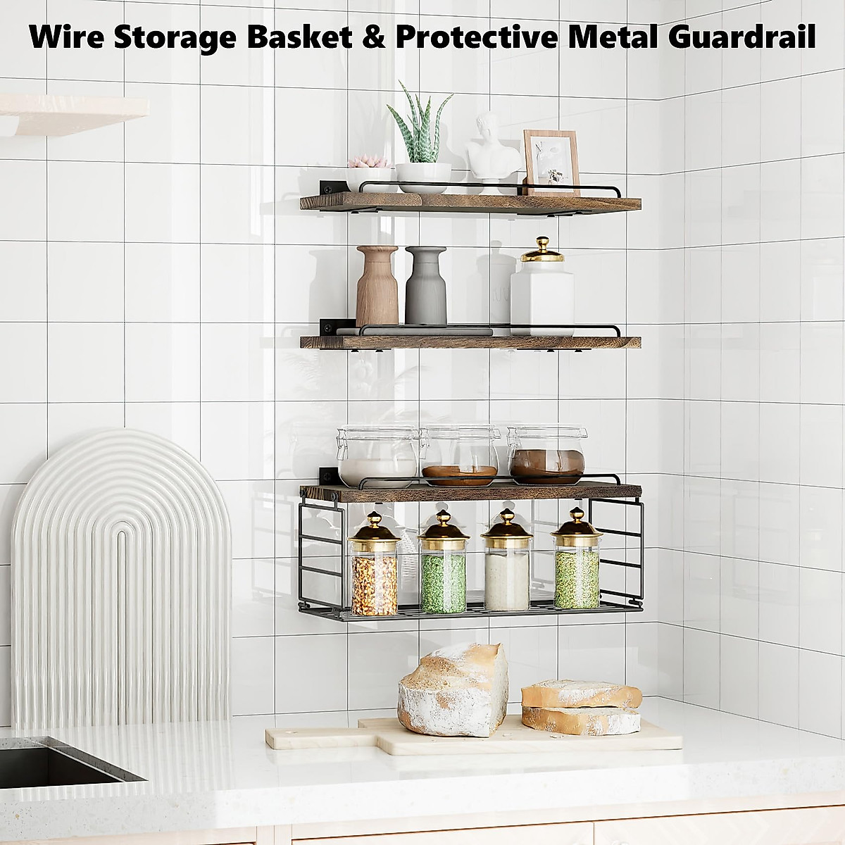 YXDXF Bathroom Shelves Over Toilet, Wall Mounted Bathroom Floating Shelves for Wall Farmhouse Bathroom Decor Toilet Paper Storage Wall Shelves, Dark Brown (16.2 Inch Set of 3)