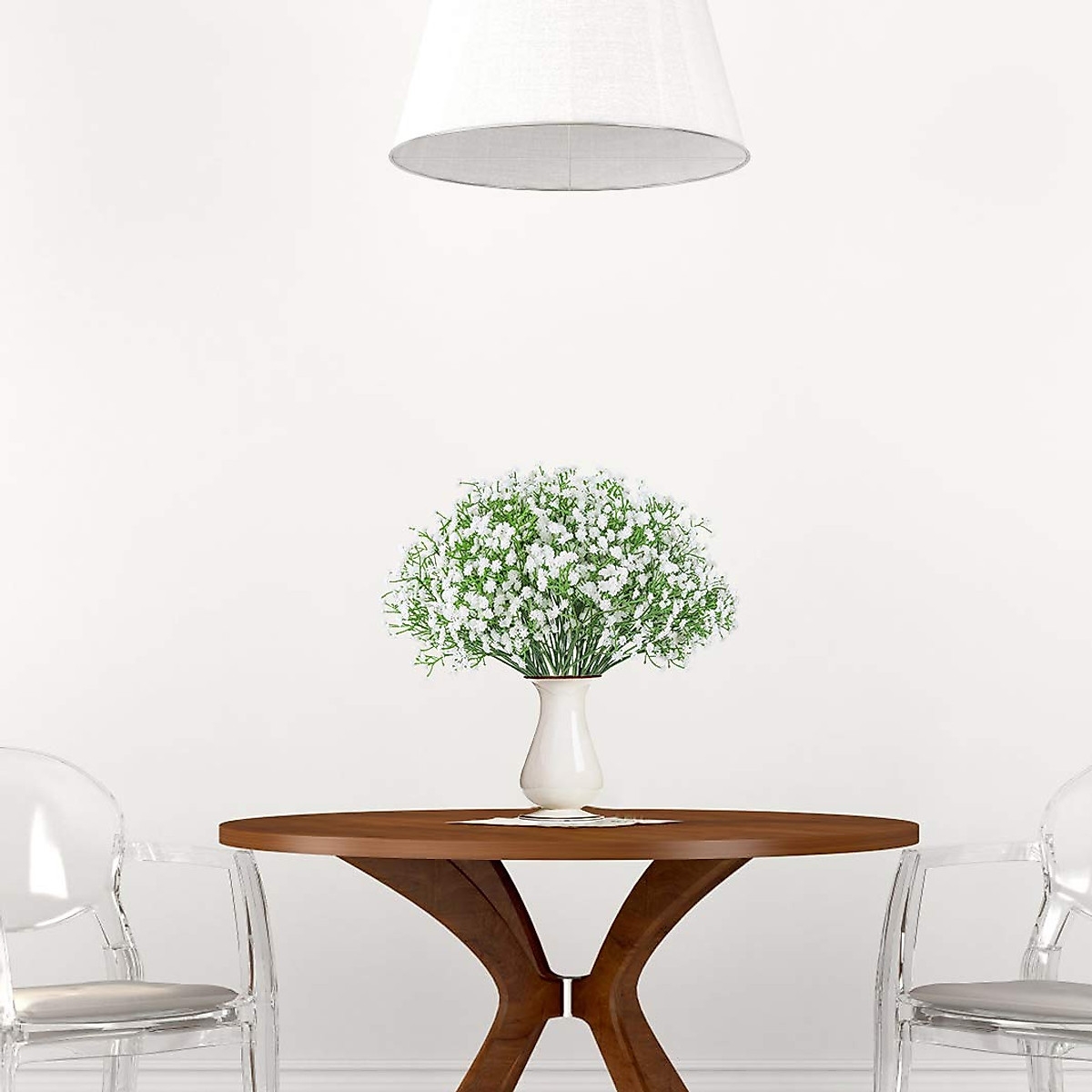 BUSSLANDY Bosslandy Babys Breath Artificial Flowers Fake Bule Bouquet of Flowers for Wedding 12 Pcs Faux Dried Baby's Breath Crown Silk Real Touch Gypsophila for Home Party Garden Decoration(White)