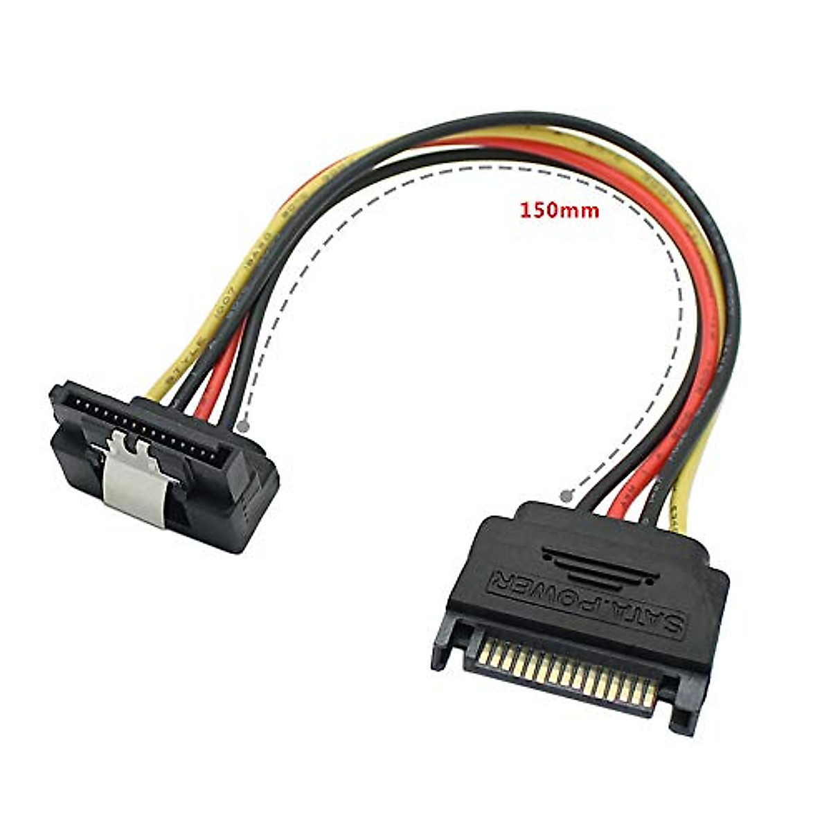 Tivid sata Power 90 Degree Adapter SATA 15pin Power Extension Cable,SATA 15 Pin Male to 90 Degrees Female Power Cable Adapter,0.5ft