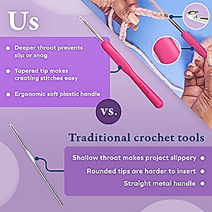 BeCraftee Crochet Hooks Kit - 31 Piece Set with 9 Ergonomic Hook Sizes, 6 Yarn Needles, Additional Knitting & Crochet Supplies and Carrying Case﻿