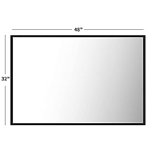 LOAAO 40"X32" Black Rectangle Bathroom Mirror Wall, Matte Black Aluminum Alloy Frame, Tempered Glass, Hangs Vertically or Horizontally, Easy to Install