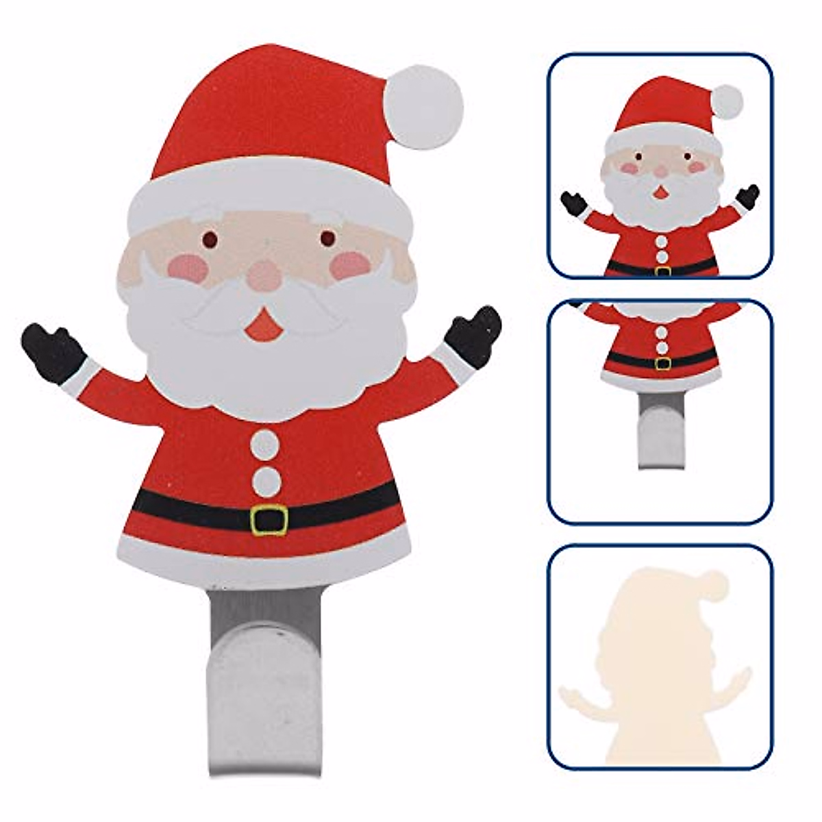 Cabilock 4Pcs Christmas Wall Hooks Santa Claus Metal Wall Hanger Christmas Wall Key Rack Holder Towel Coat Hooks for Door Bathrooms Key Robe Bag