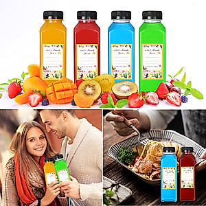 DANALLAN 24Pcs12oz Empty Juice Bottles with Caps, Premium Reusable Plastic Bottles Juice Container Transparent Black Leak-proof Lids for Drink Juice Smoothie Milk Beverages Water