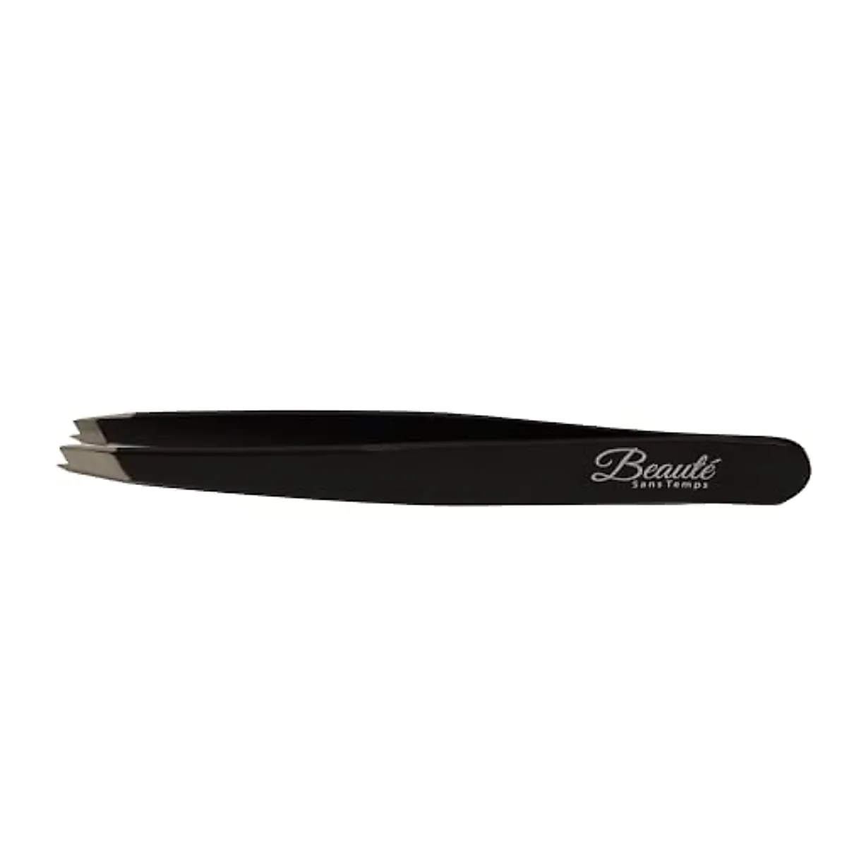 Beauté Sans Temps Beauté Sans Temp Professional Slant Tip Eyebrow Tweezers – Precision Stainless Steel Splinter Removal - Excellent Grip for Plucking Ingrown Facial Hair for Women Men Black