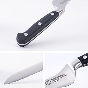 Messermeister Meridian Elite 8” Scalloped Offset Knife - Fine German Steel Alloy Blade - Rust Resistant & Easy to Maintain