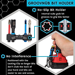 NÖHLSTER Locking Tool Clip for Cordless Drill, Impact Driver, Finish Nailer, Cordless Tools - No Holster Needed - Bit Holder Included