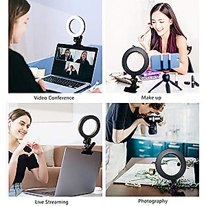 Video Conference Lighting,6.3" Selfie Ring Light with Clamp Mount for Video Conferencing,Webcam Light with 3 Light Modes&10 Level Dimmable for Laptop/PC Monitor/Desk/Bed/Office/Makeup/YouTube/TIK Tok