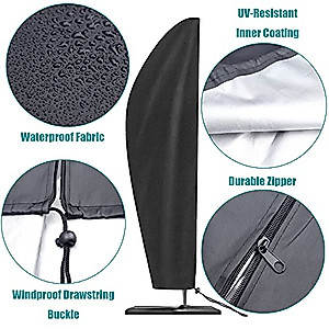 UPODA Patio Umbrella Cover Waterproof Outdoor Anti-UV Umbrella Cover with Zipper (Fit Offset Umbrella 9ft-12ft)