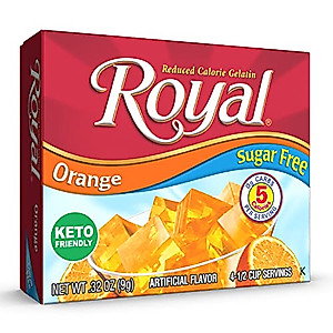 Royal Orange Gelatin Dessert Mix, Sugar Free and Carb Free .32oz Boxes (Pack of 12)