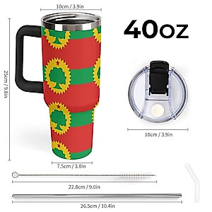 Flag of The Oromo Liberation Front Insulated Tumblers with Handle Stainless Steel Coffee Mug Funny Travel Cup with Lid Straw 40oz